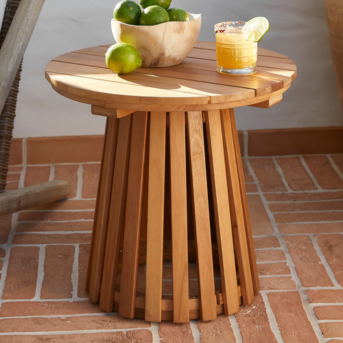 Temple Webster Paros Eucalyptus Wood Outdoor Side Table